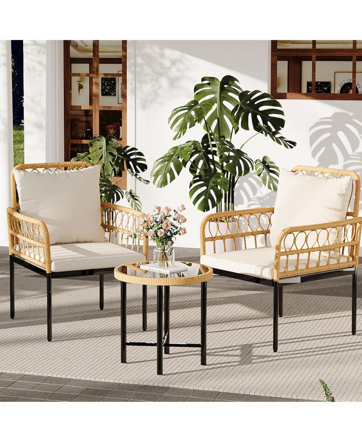 Click here for gaomon 3 Pieces Wicker Patio Bistro Sets Outdoor C... prices