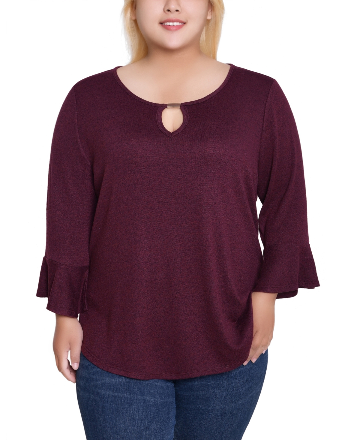 Click here for Ny Collection Plus Size 3/4 Bell Sleeve Top - Red... prices