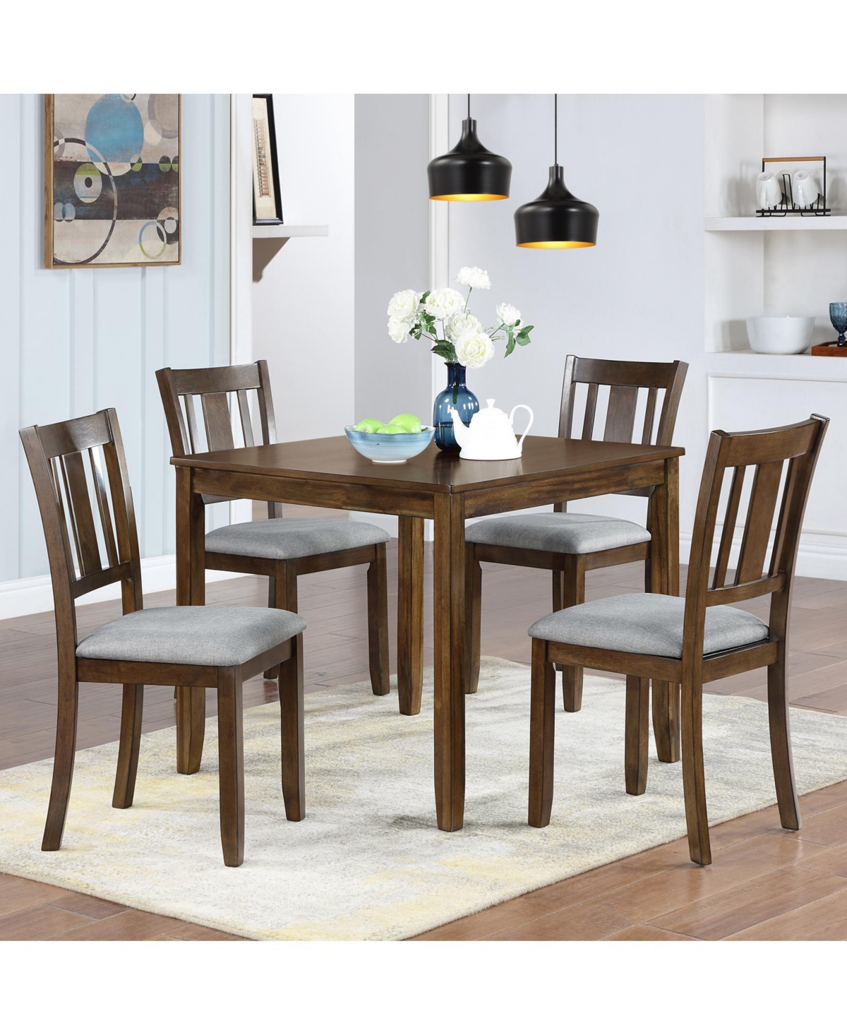 Click here for Casainc 5 Piece Wooden Dining Table Set with 4 Cha... prices