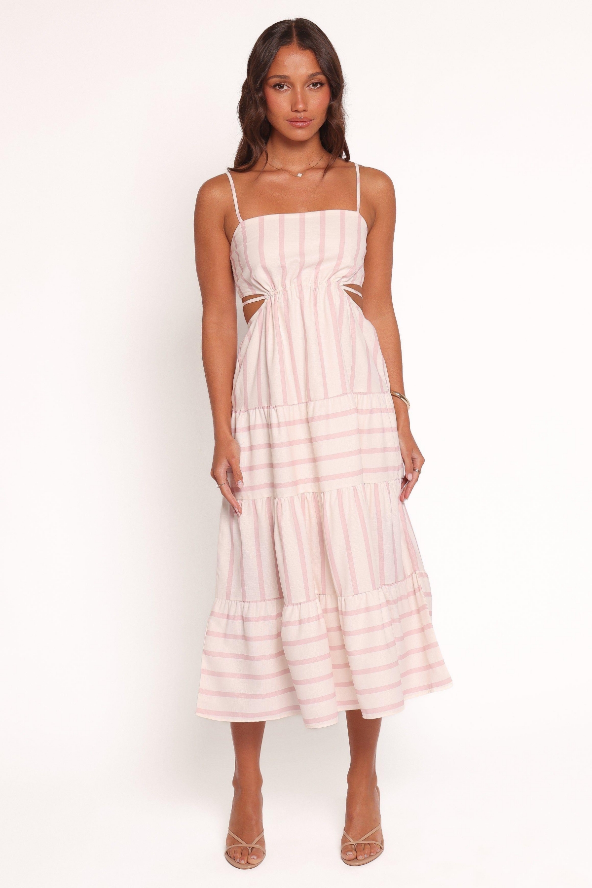 Click here for Petal and Pup Womens Evelin Midi Dress - Pink Stri... prices
