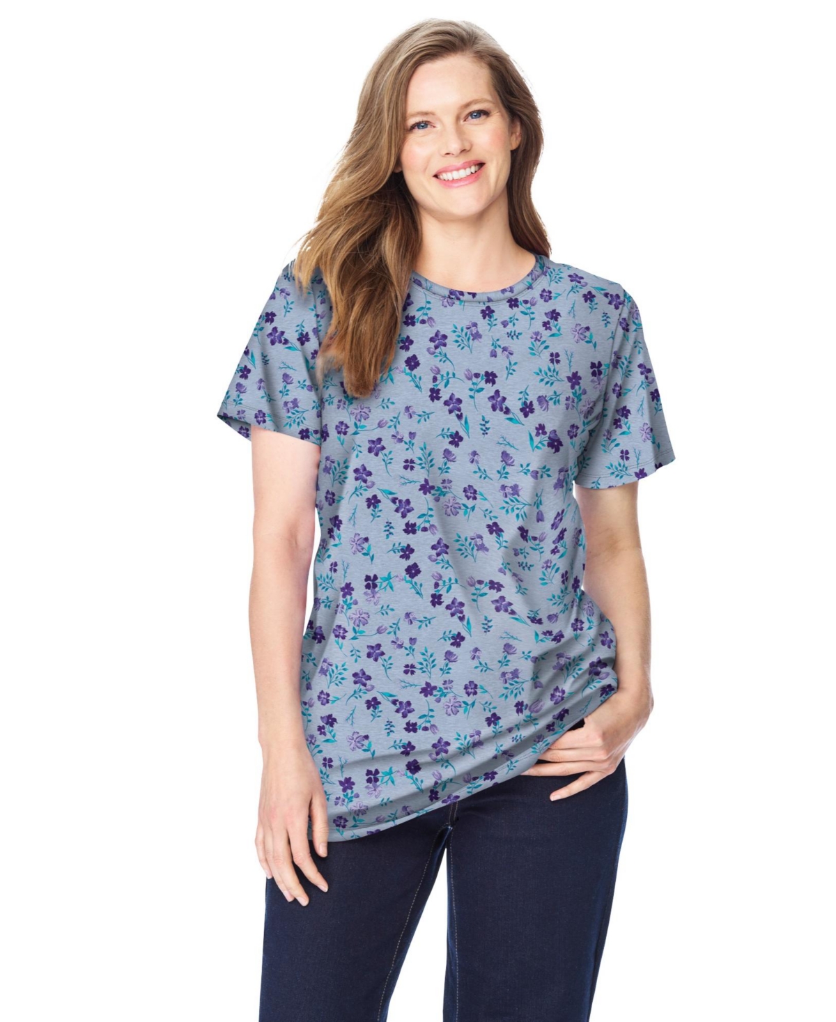 Click here for Woman Within Plus Size Perfect Printed Short-Sleev... prices