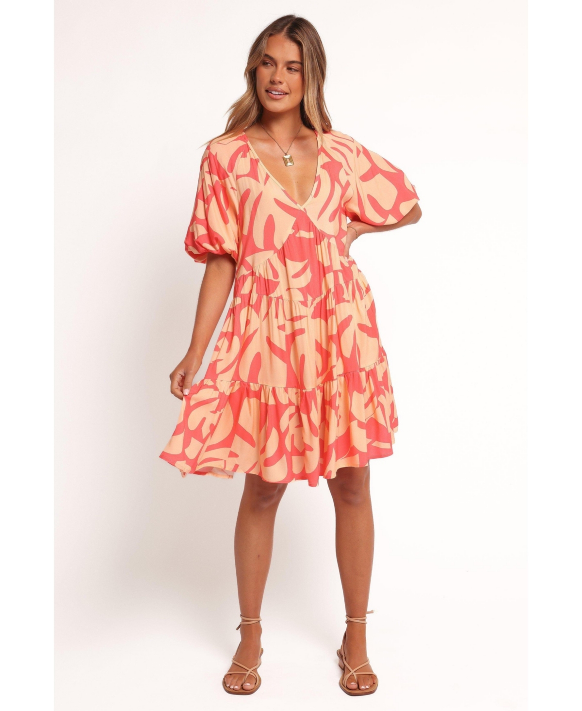Click here for Petal and Pup Womens Corinna Mini Dress - Coral Pr... prices