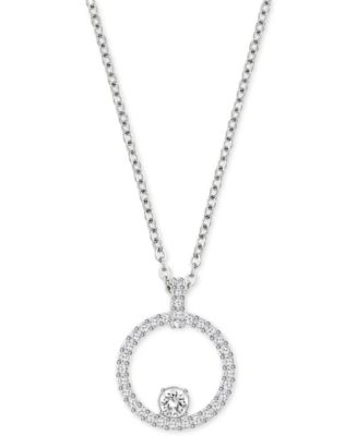 Swarovski Pavé Circle Crystal Pendant Necklace - Macy's