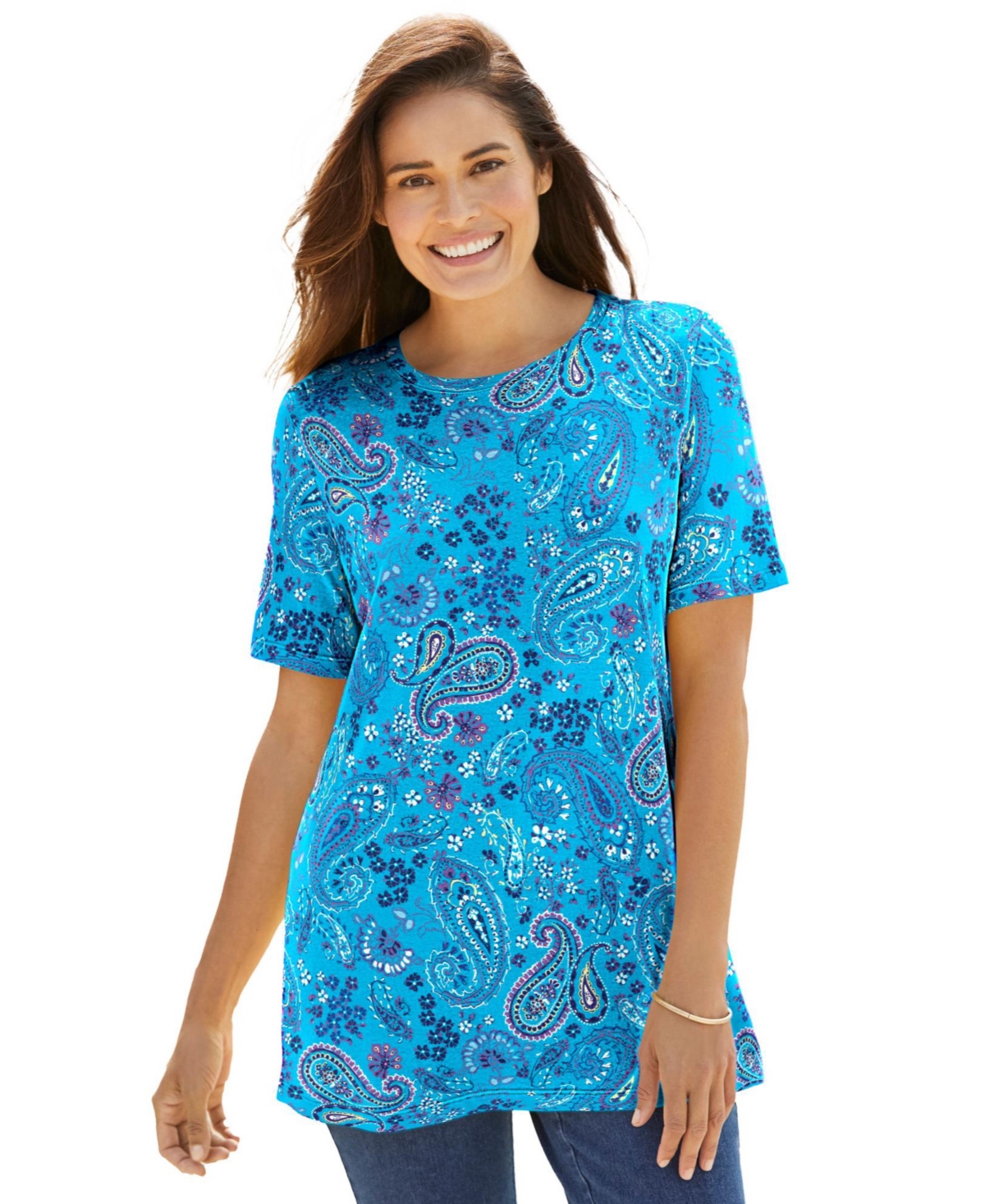 Click here for Woman Within Plus Size Perfect Printed Short-Sleev... prices