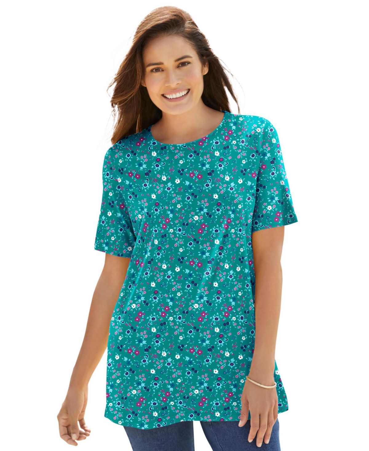 Click here for Woman Within Plus Size Perfect Printed Short-Sleev... prices