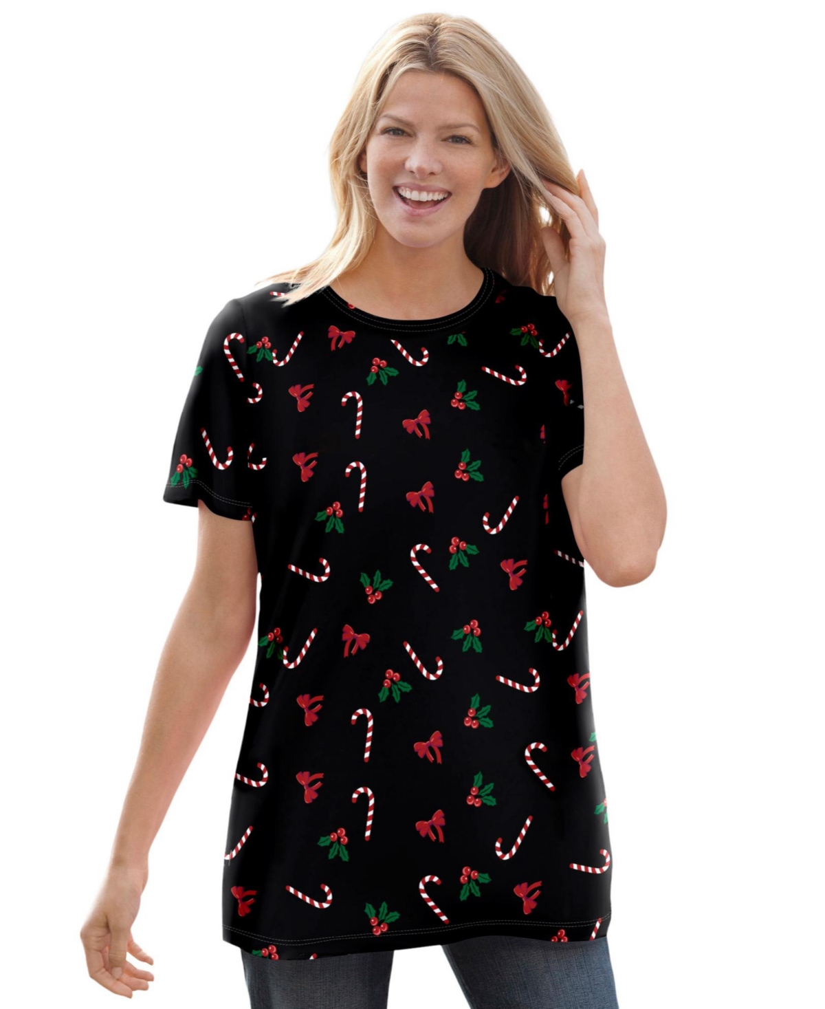 Click here for Woman Within Plus Size Perfect Printed Short-Sleev... prices