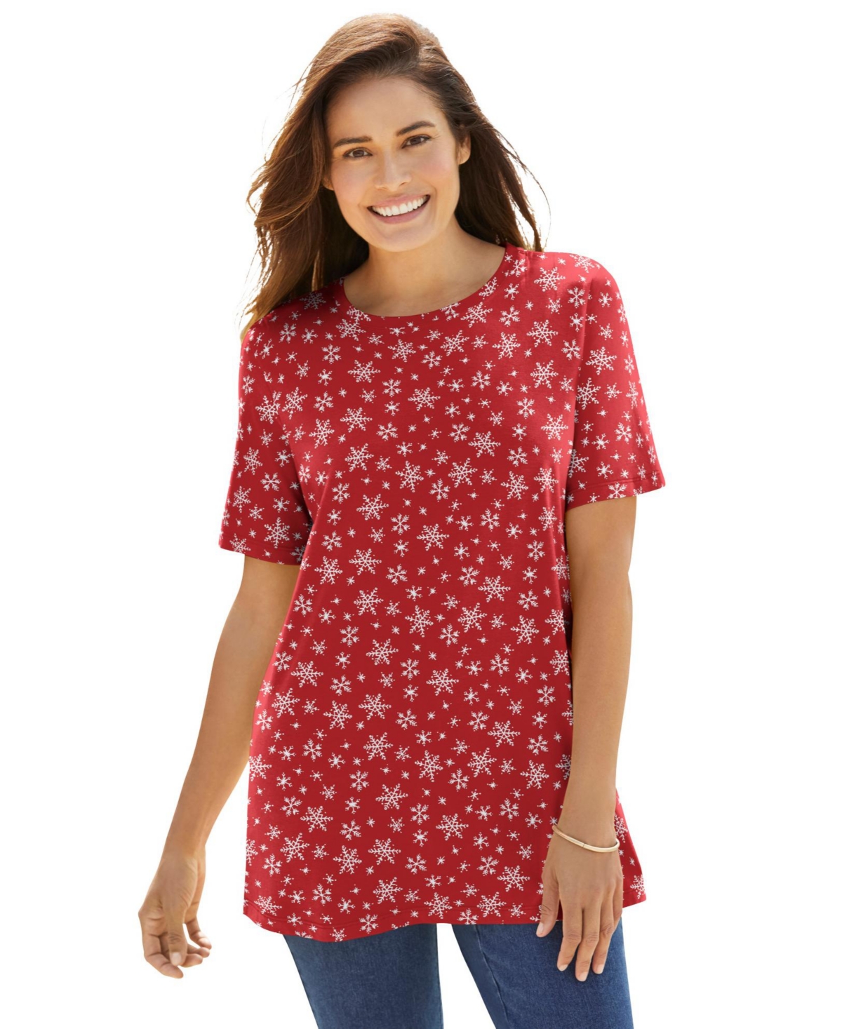 Click here for Woman Within Plus Size Perfect Printed Short-Sleev... prices