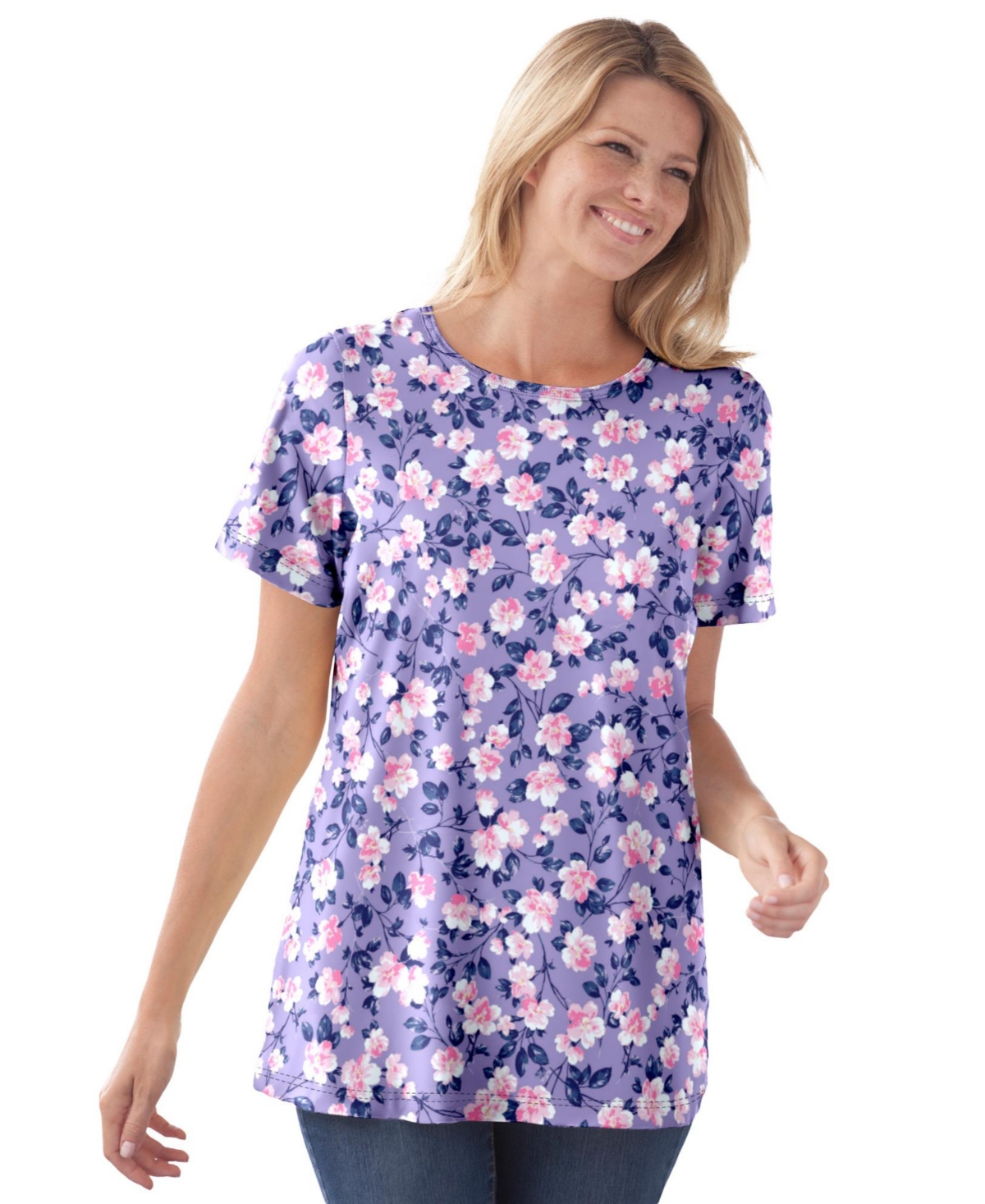 Click here for Woman Within Plus Size Perfect Printed Short-Sleev... prices