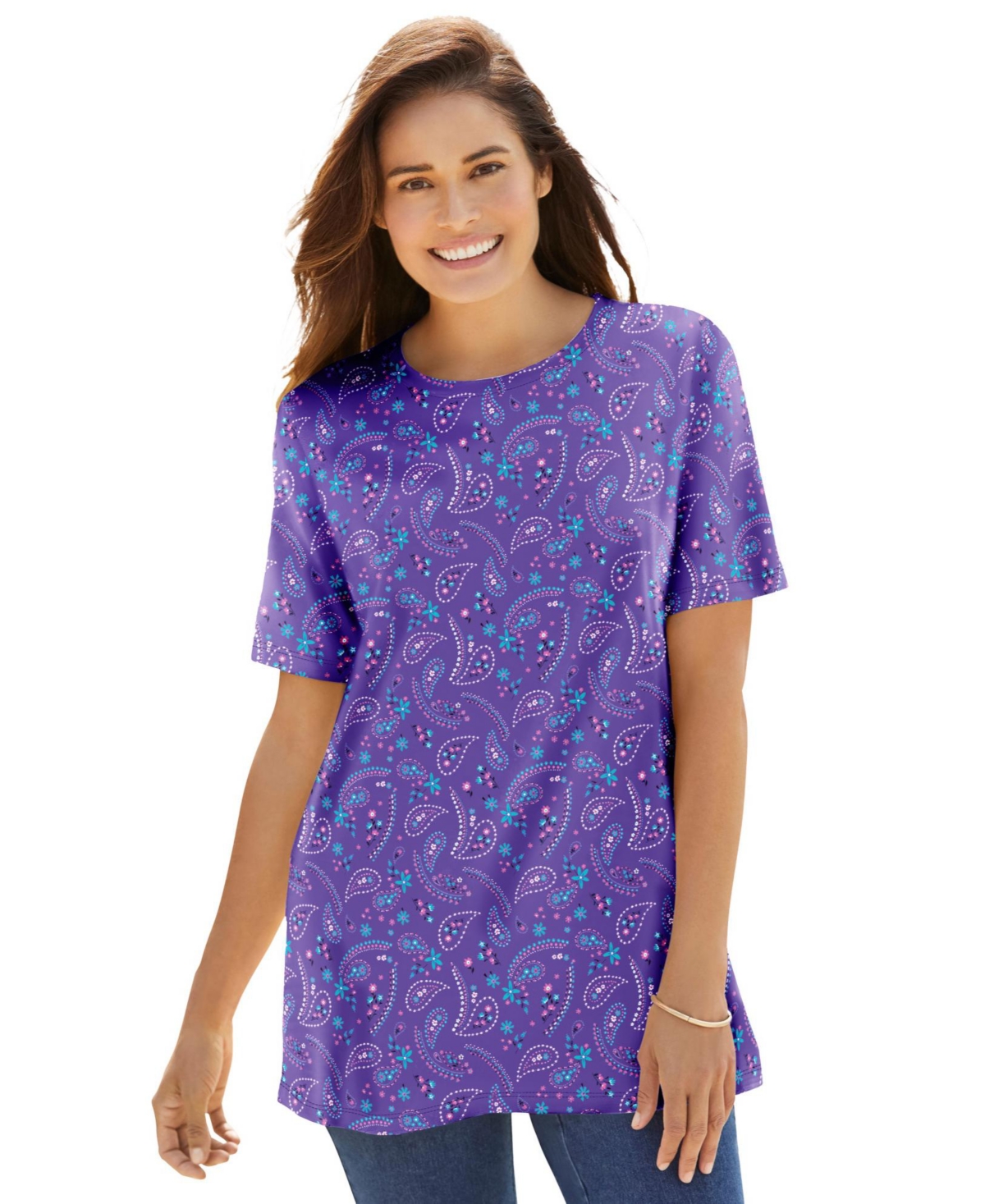 Click here for Woman Within Plus Size Perfect Printed Short-Sleev... prices