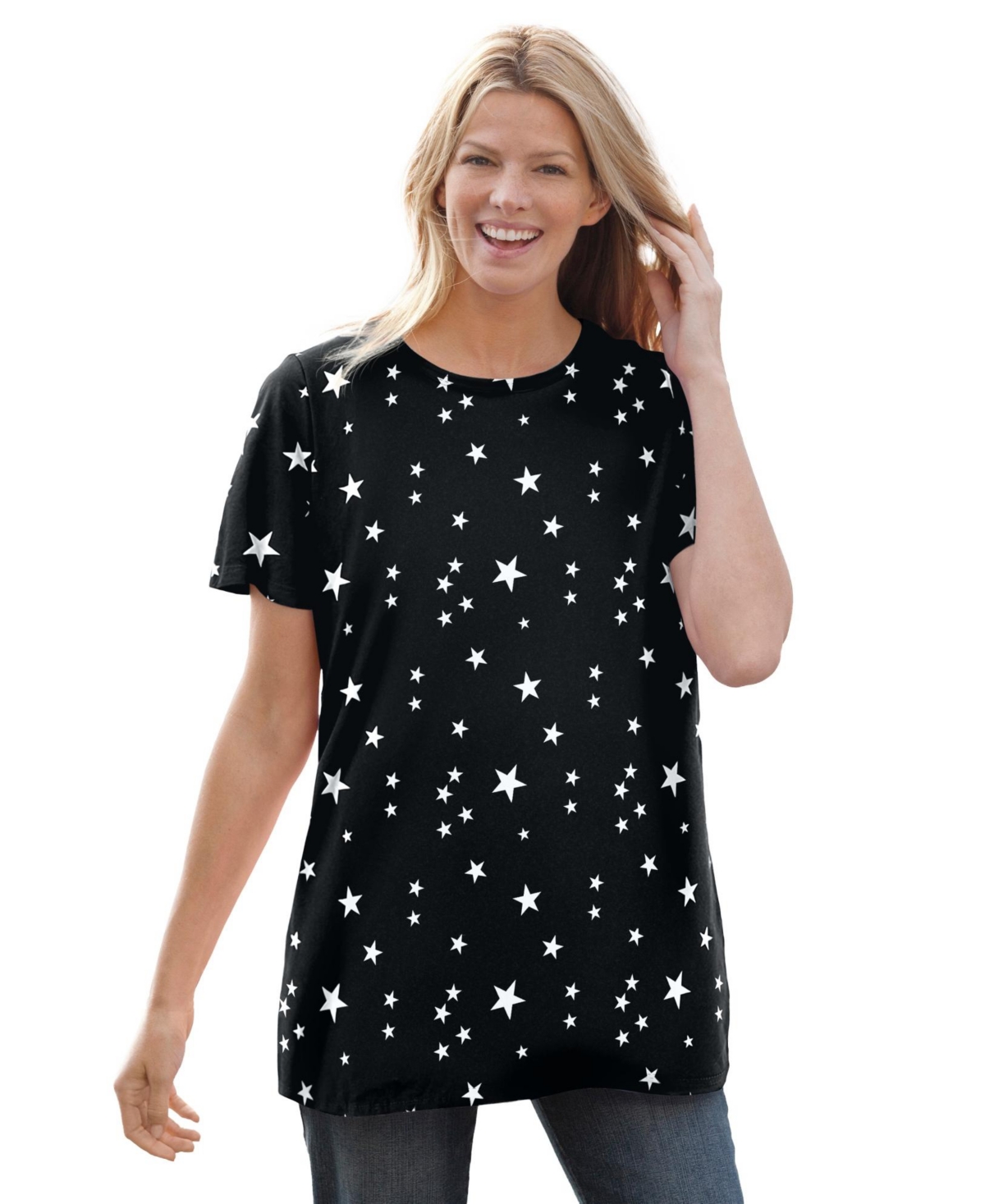 Click here for Woman Within Plus Size Perfect Printed Short-Sleev... prices