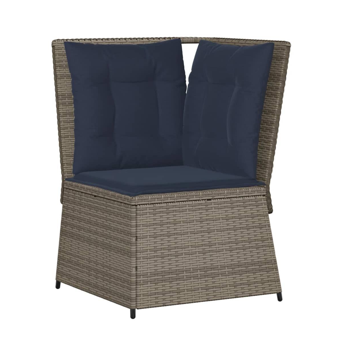 Click here for Patio Sofa Gray  Navy Blue Pe Rattan  Powder-Coate... prices