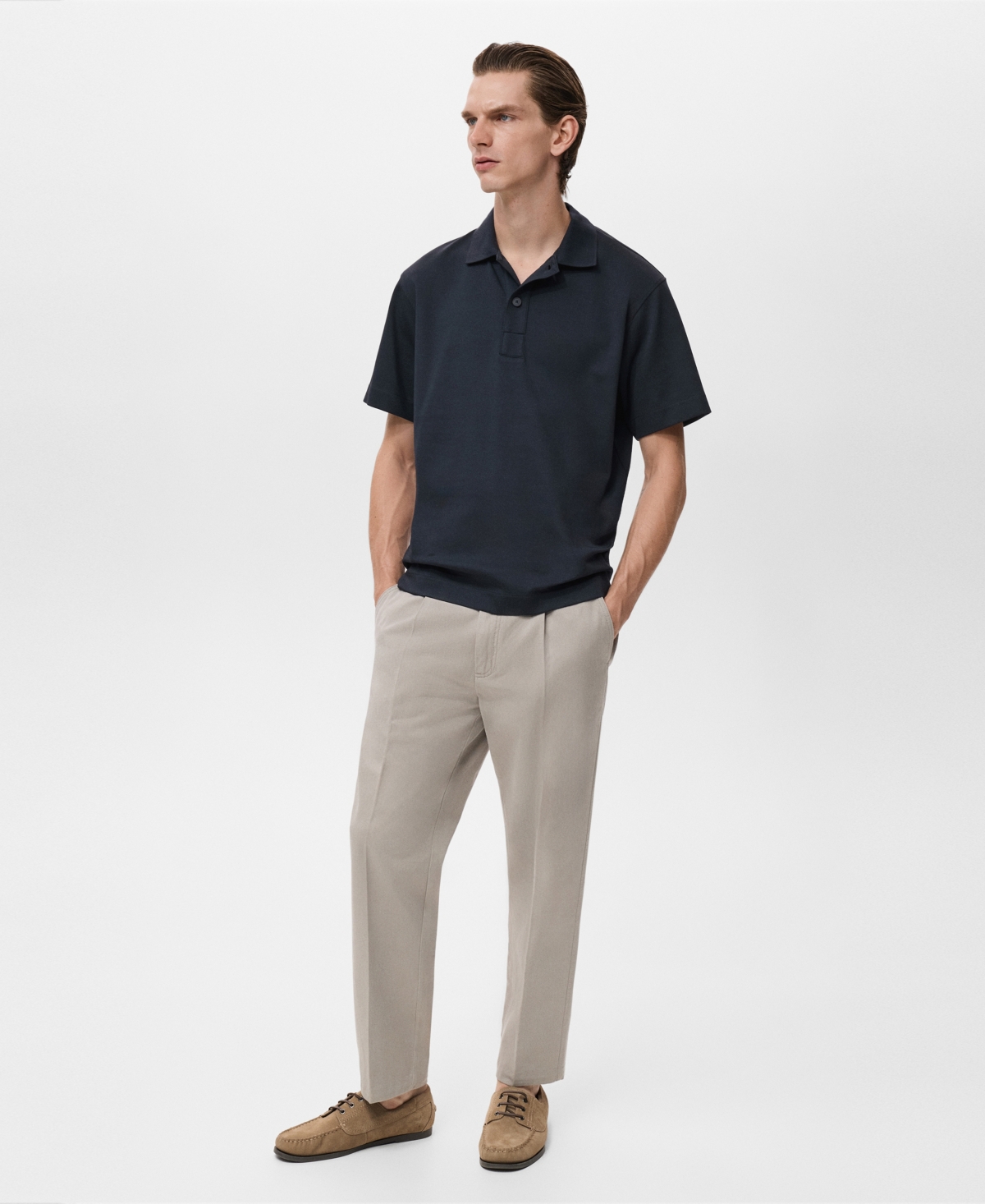 Click here for Mango Mens Relaxed-Fit Cotton Polo Shirt - Navy prices