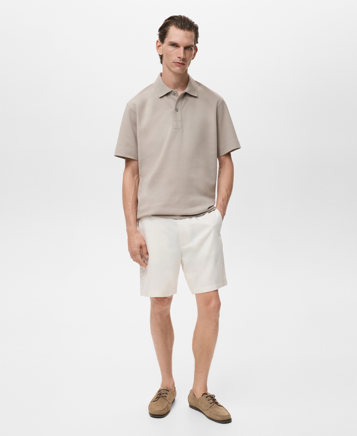 Click here for Mango Mens Relaxed-Fit Cotton Polo Shirt - Light P... prices