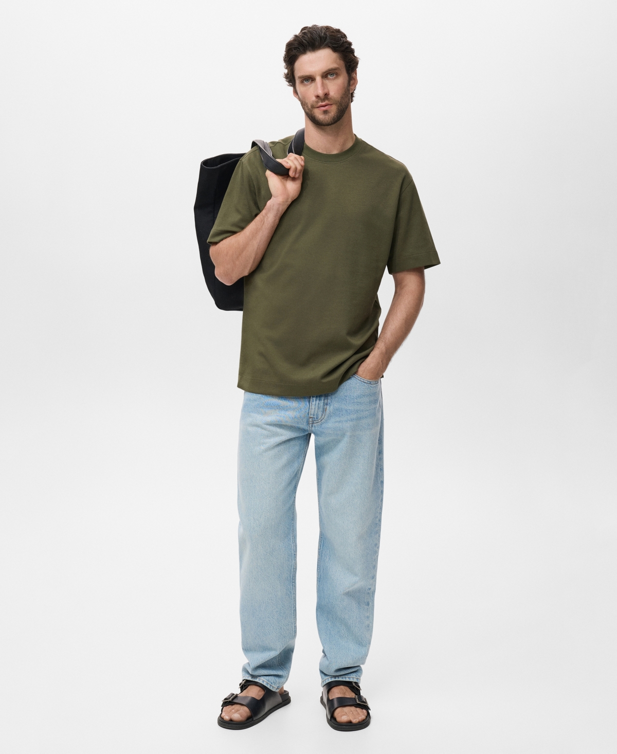 Click here for Mango Mens Relaxed-Fit Sweatshirt Fabric T-Shirt -... prices