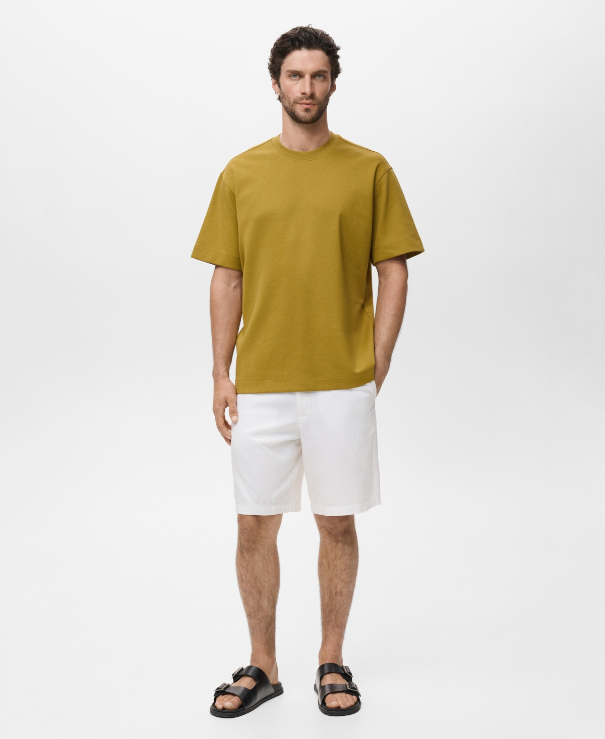 Click here for Mango Mens Relaxed-Fit Sweatshirt Fabric T-Shirt -... prices