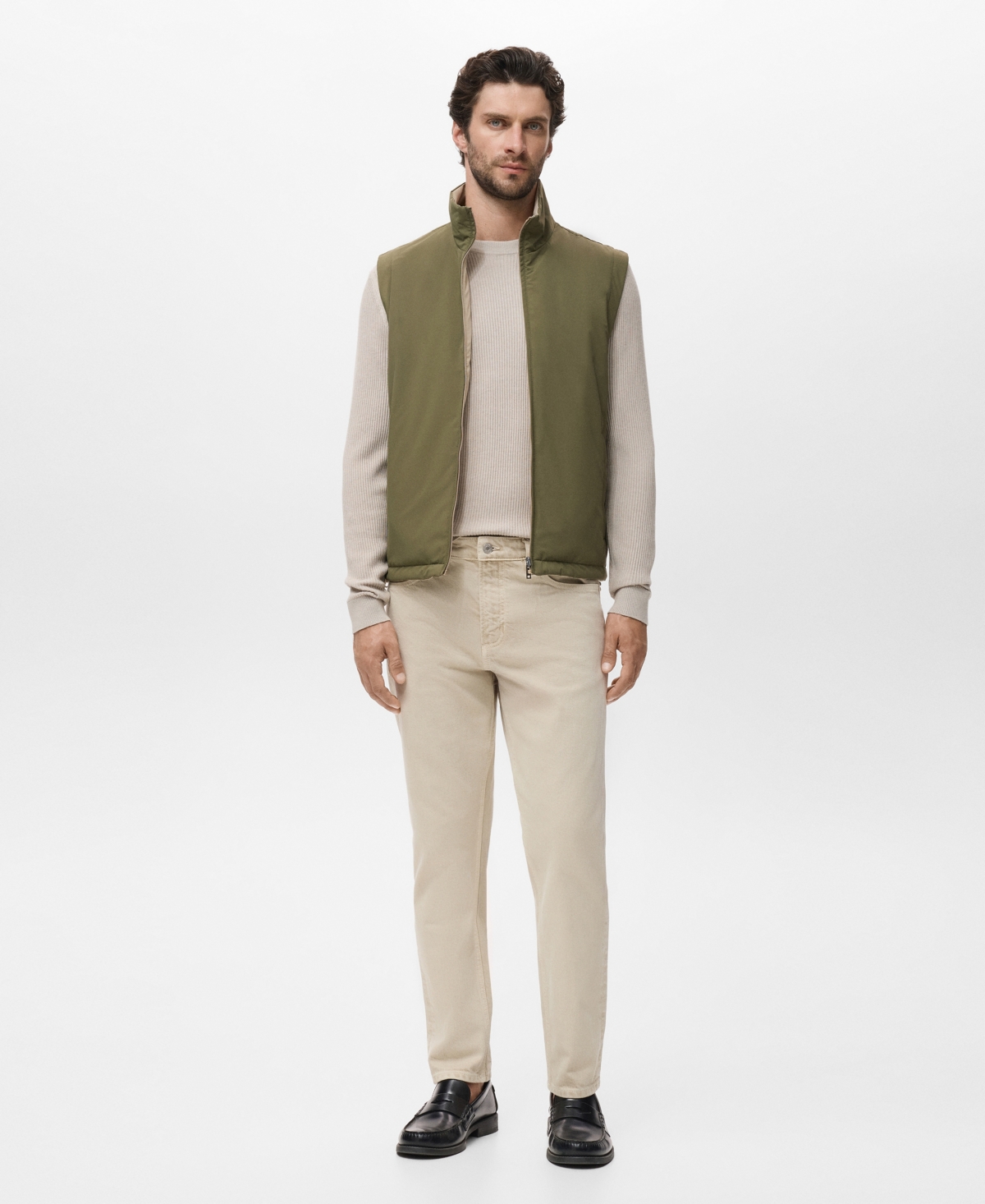 Click here for Mango Mens Reversible Water-Repellent Gilet - Gree... prices