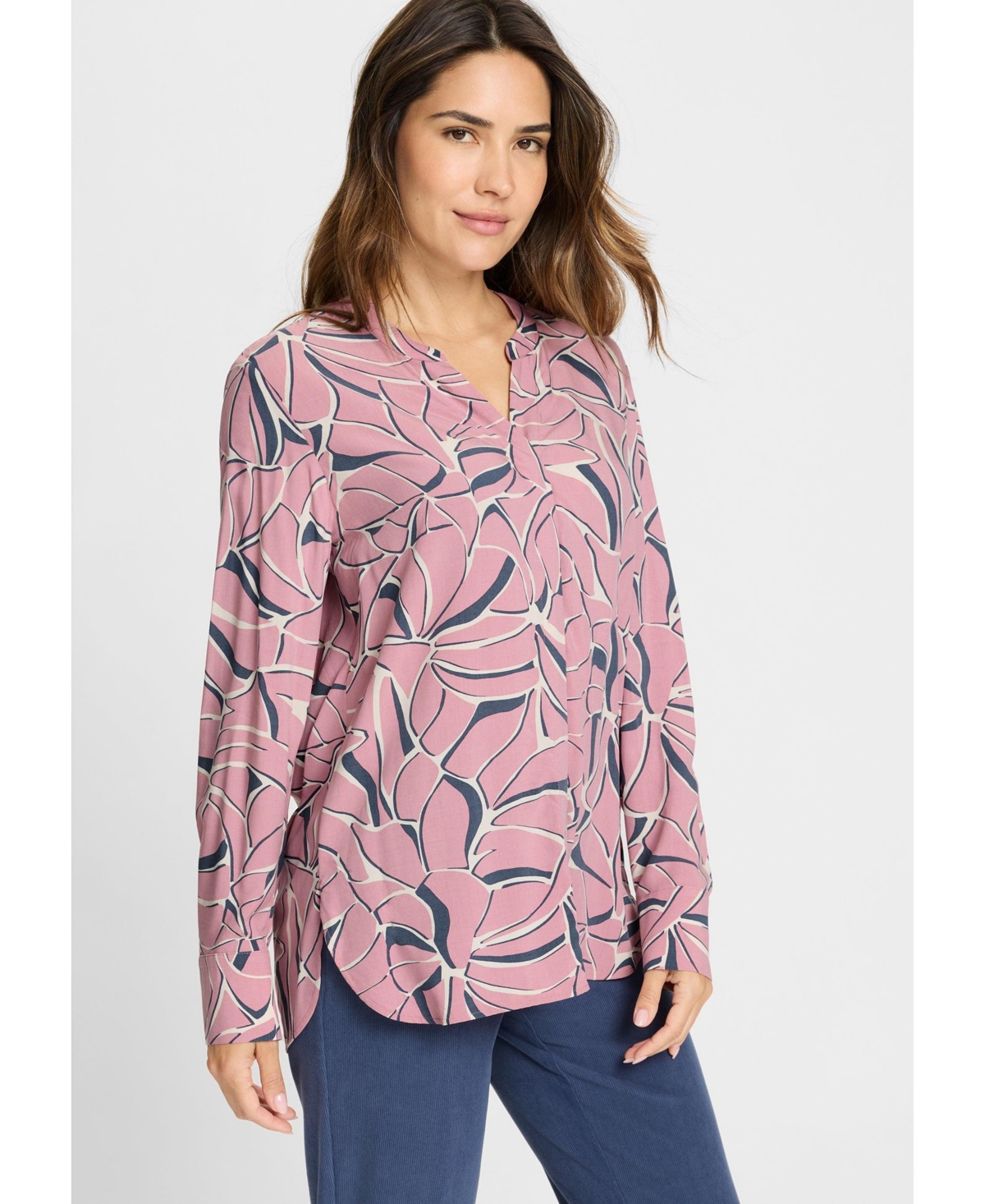 Click here for Olsen Womens Graphic Leaf Print Tunic Shirt - Vint... prices
