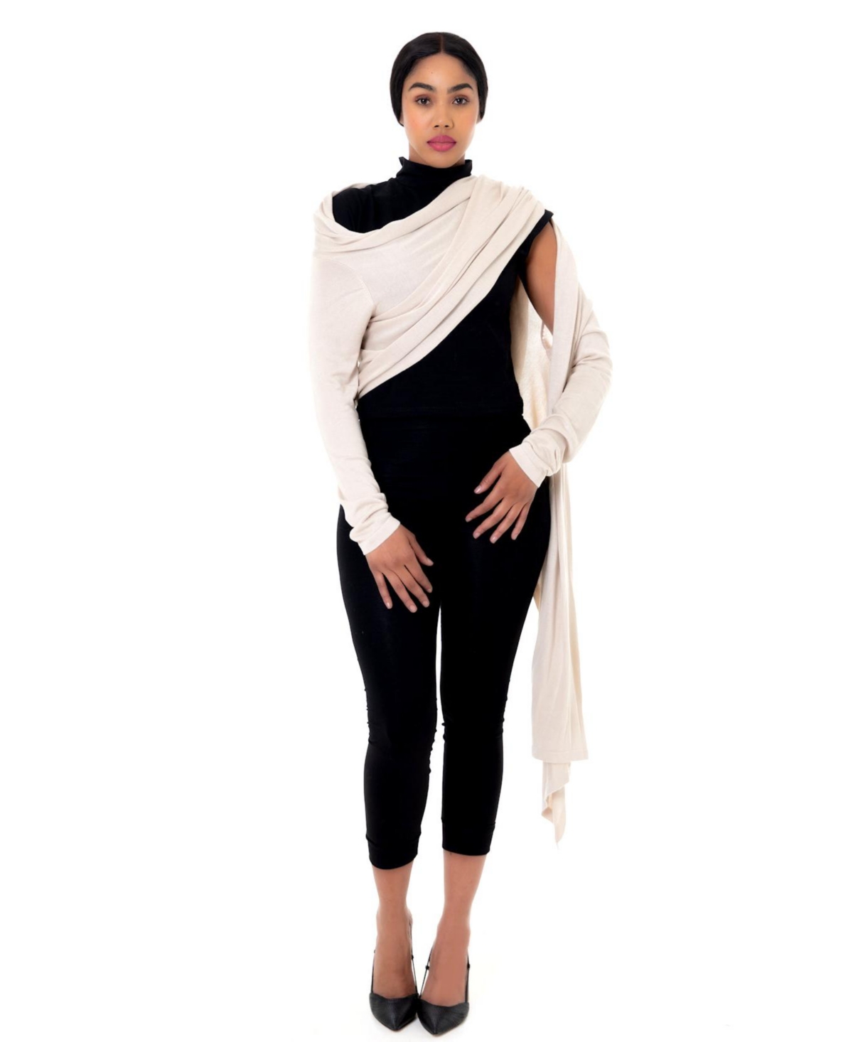 Click here for Dai Moda Womens Dm Cat Wrap Shawl - Cream prices