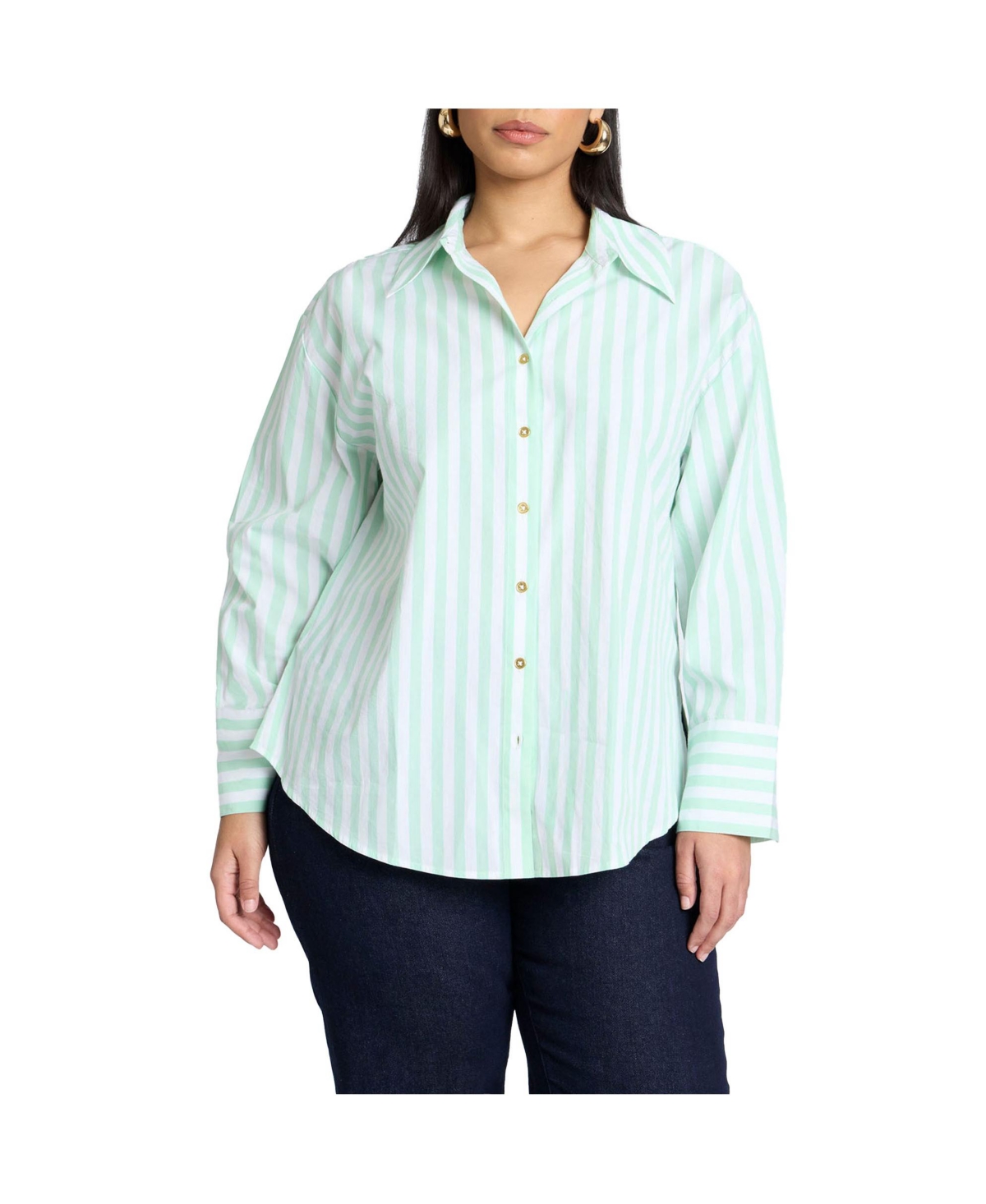 Click here for Eloquii Womens Plus Size Preppy Striped Button Dow... prices