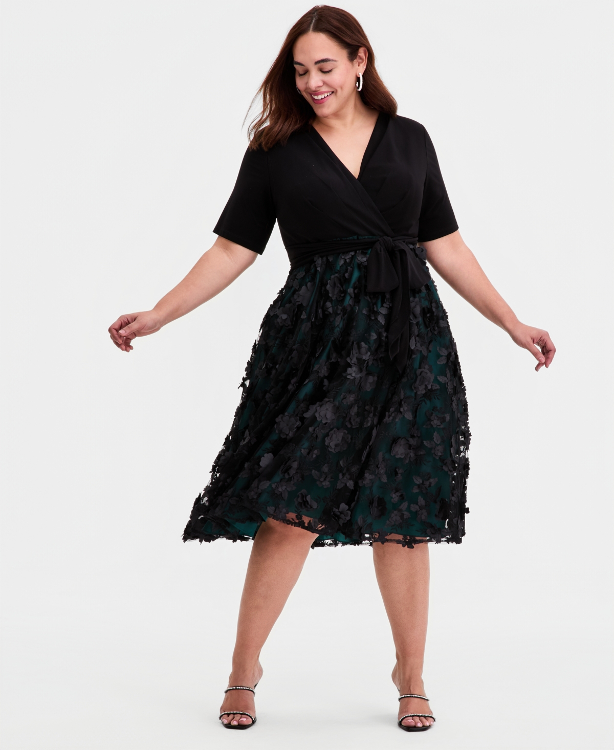 Click here for Alex Evenings Plus Size 3D Floral A-Line Dress - B... prices