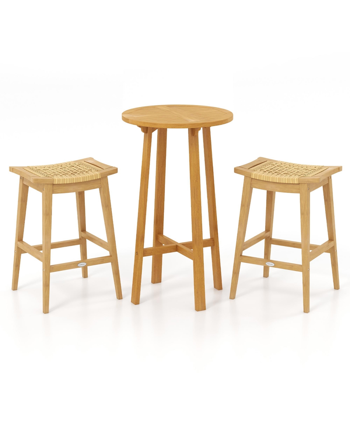 Click here for Gymax 3 Piece Patio Bar Set Round Cocktail Table w... prices