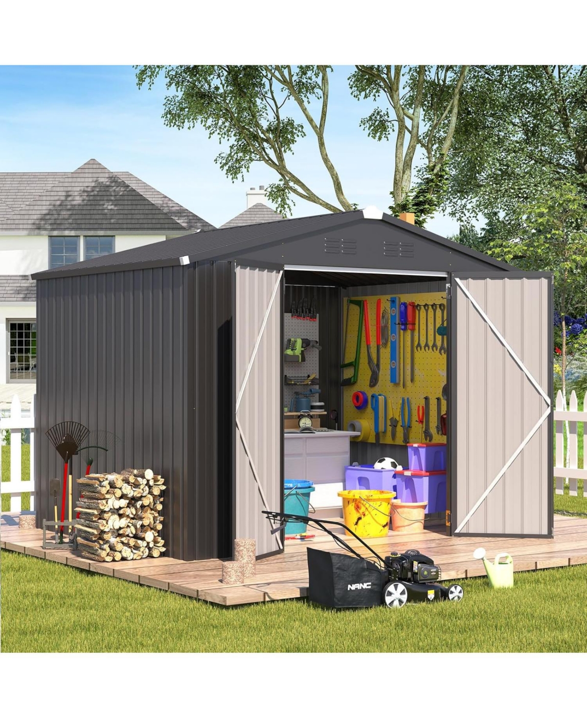 Click here for Aecojoy 8x6 Outdoor Storage Shed - Dark grey prices