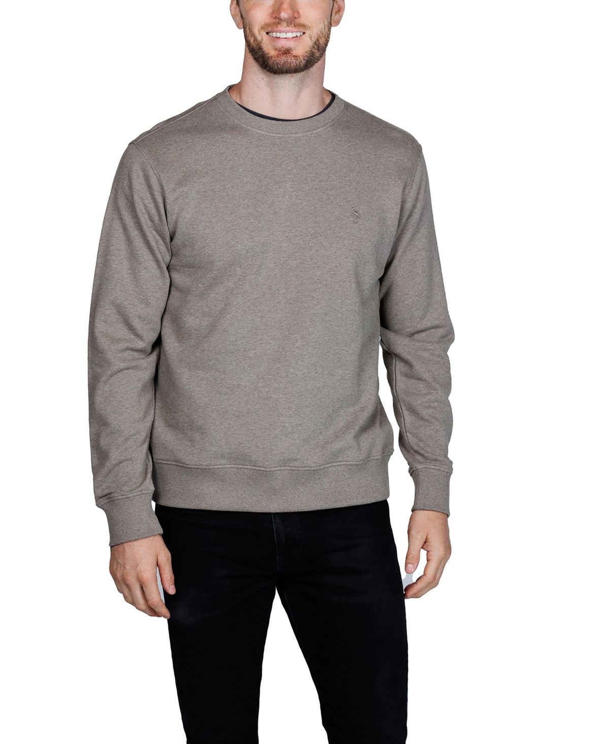 Click here for Tailorbyrd Mens French Terry Crew Neck - Mushroom prices