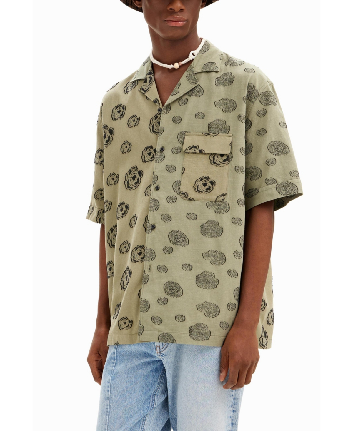 Click here for Desigual Mens Short-sleeved shirt with roses - Lig... prices