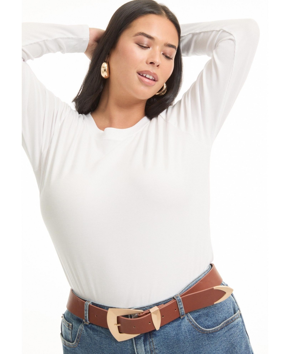 Click here for June + Vie Womens Plus Size Ribbed Crewneck Top -... prices