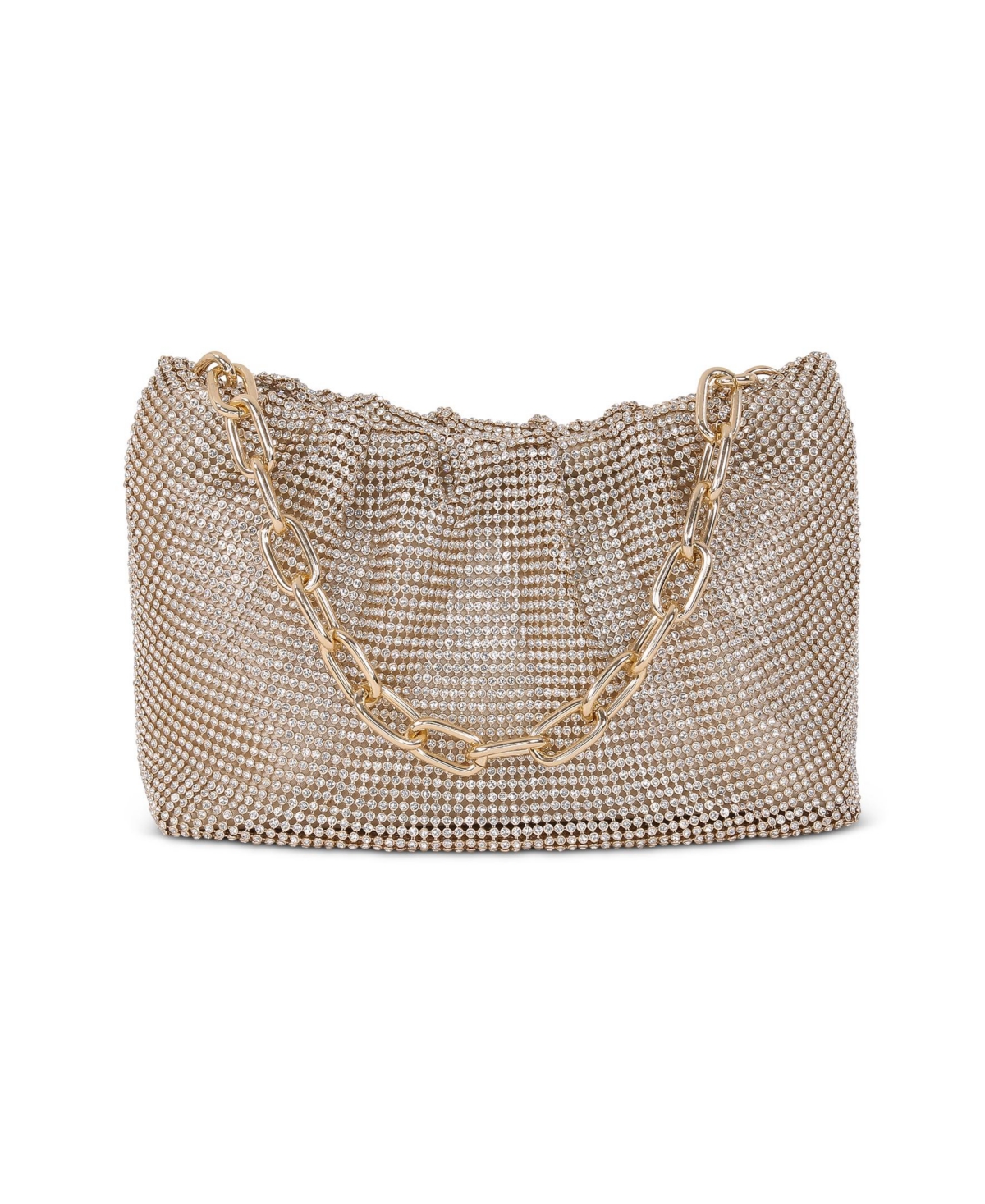 Womans Vivienne Pleated Crystal Mesh Pouch - Gold