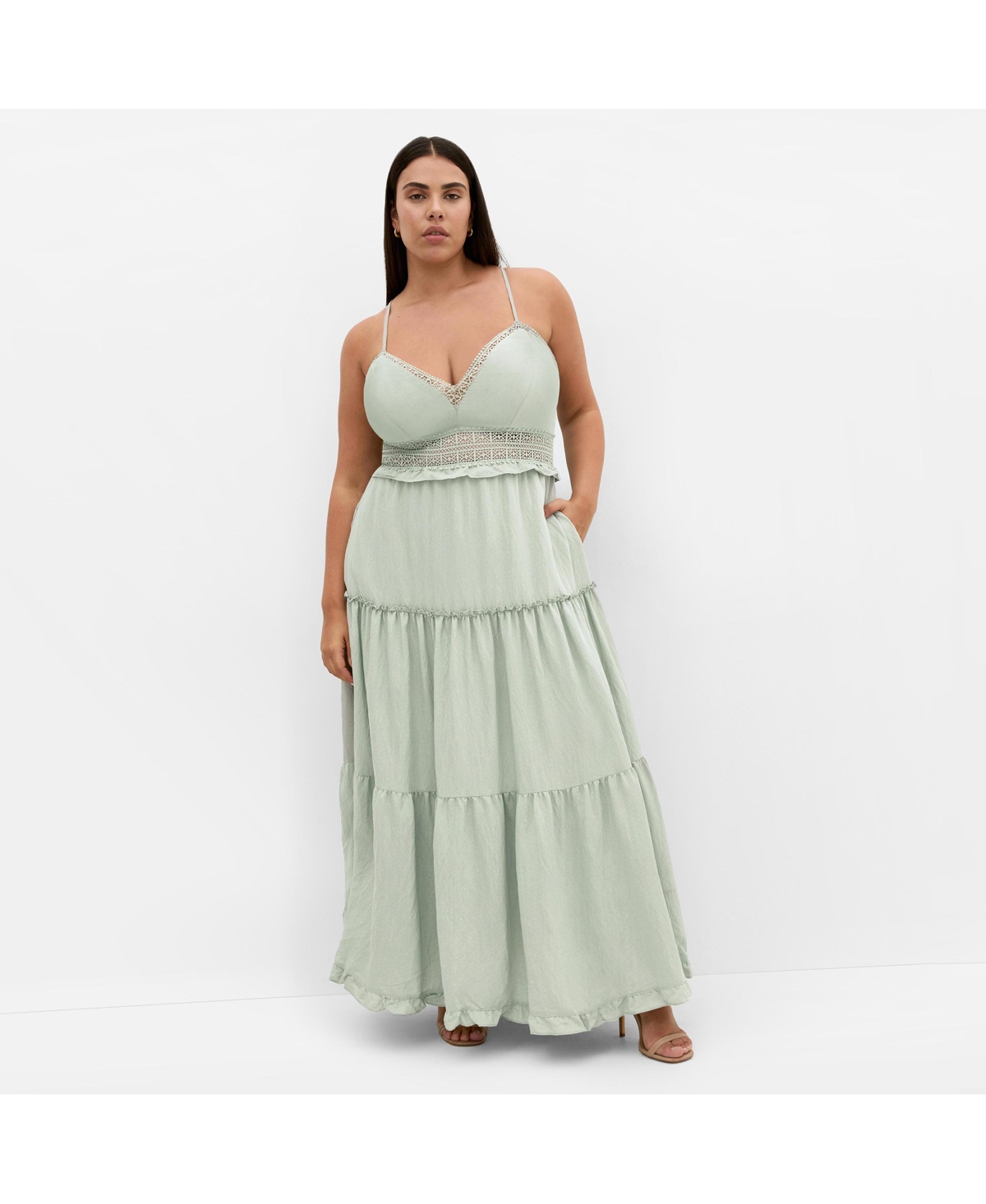 Click here for City Chic Womens Aura Maxi Dress - Green prices