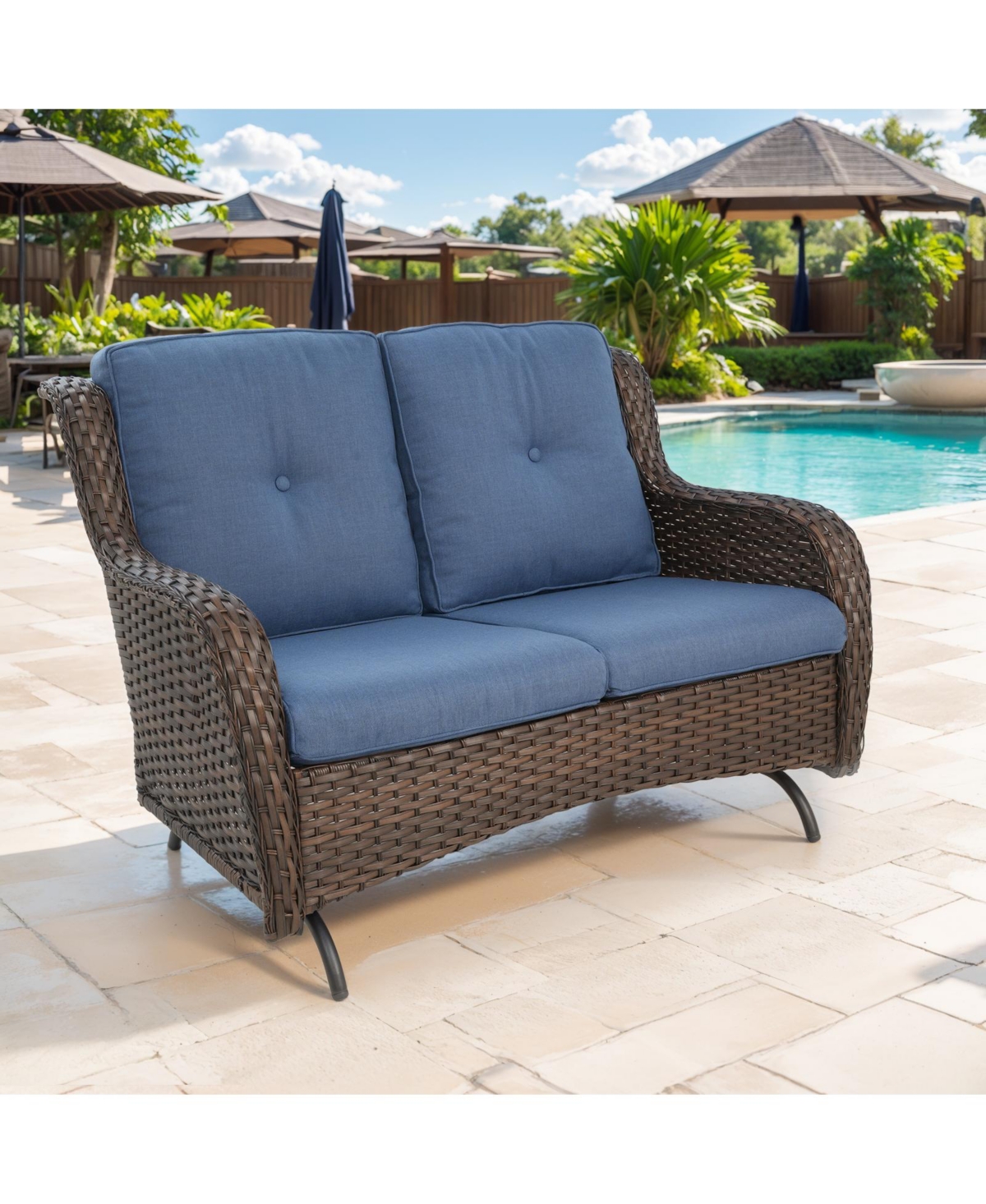 Click here for Gymojoy ArcLine 2-Person Wicker Rocking Bench Outd... prices