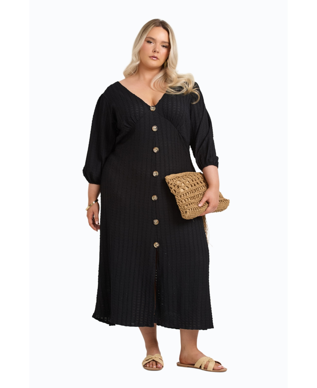 Click here for Fashion-szn Curve Womens Balloon Sleeve Button Fro... prices