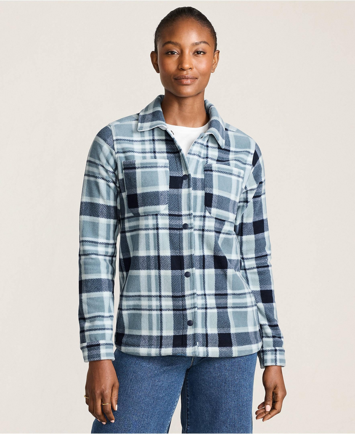 Click here for Lands End Womens Petite Print Anyweather Fleece Sh... prices