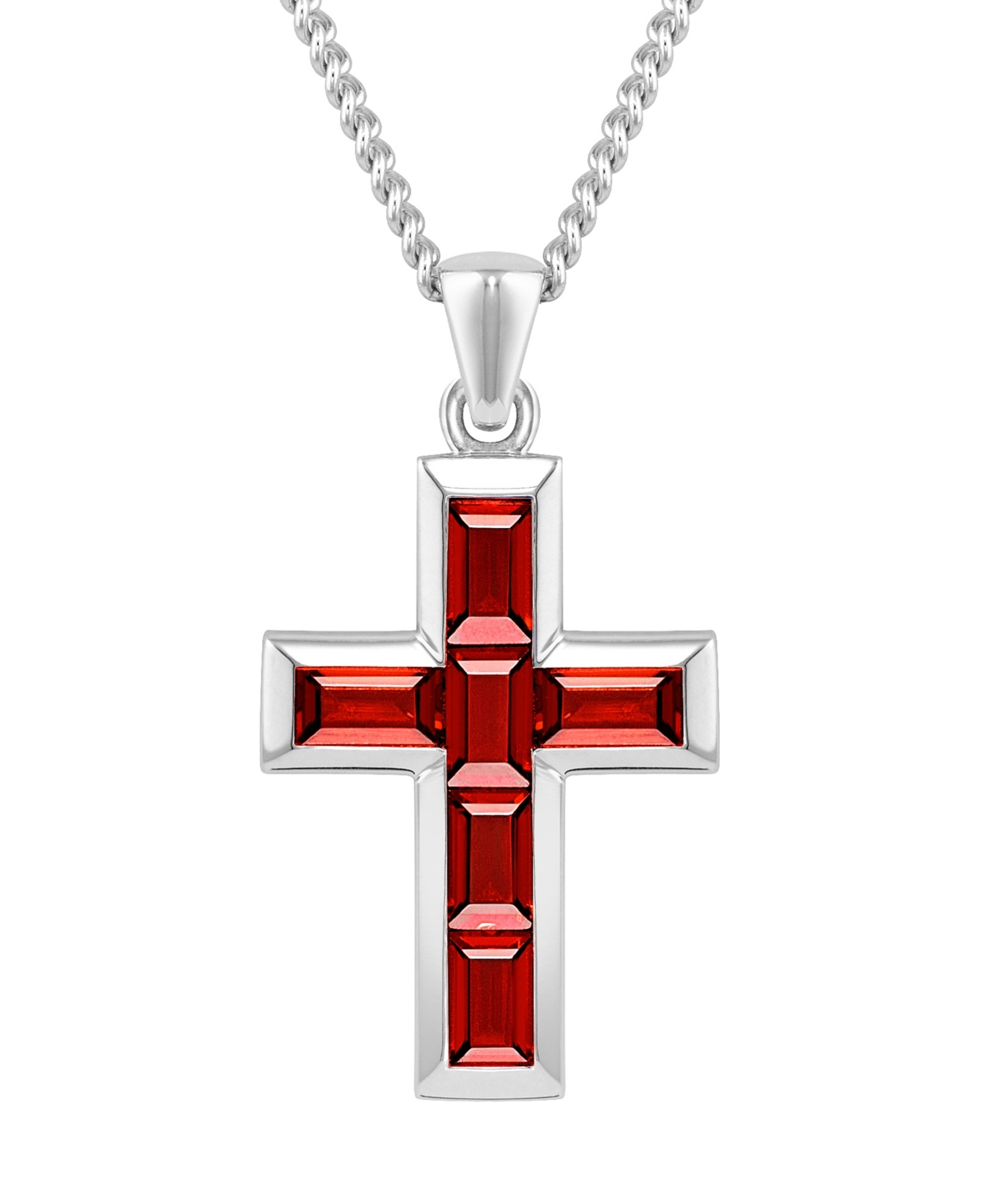 Click here for Vincero Mens Stone Cross Pendant - Red - Silver Ne... prices