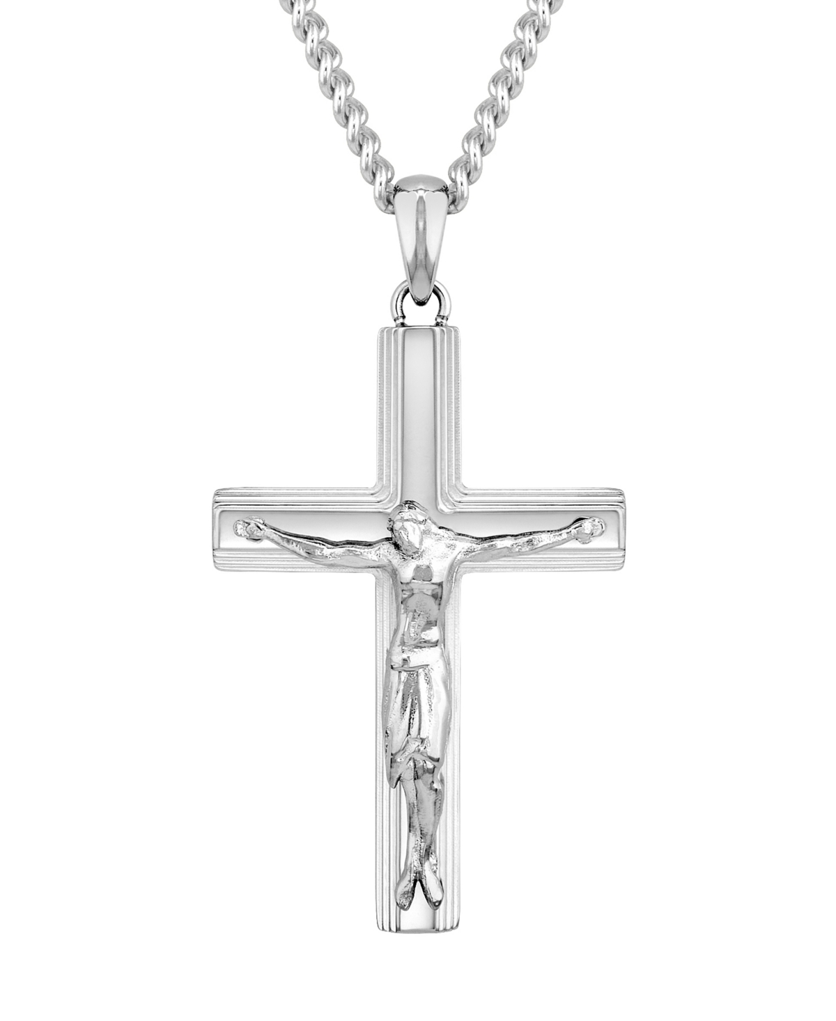 Vincero Mens Crucifix Pendant Necklace in Stainless Steel  24 - Silver