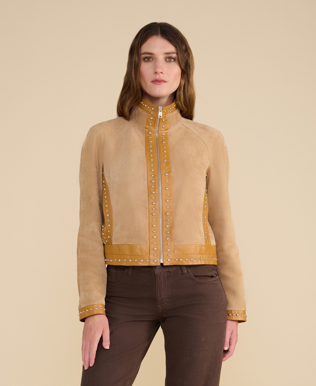 Click here for Furniq Uk Womens Suede Studded Jacket  Created for... prices