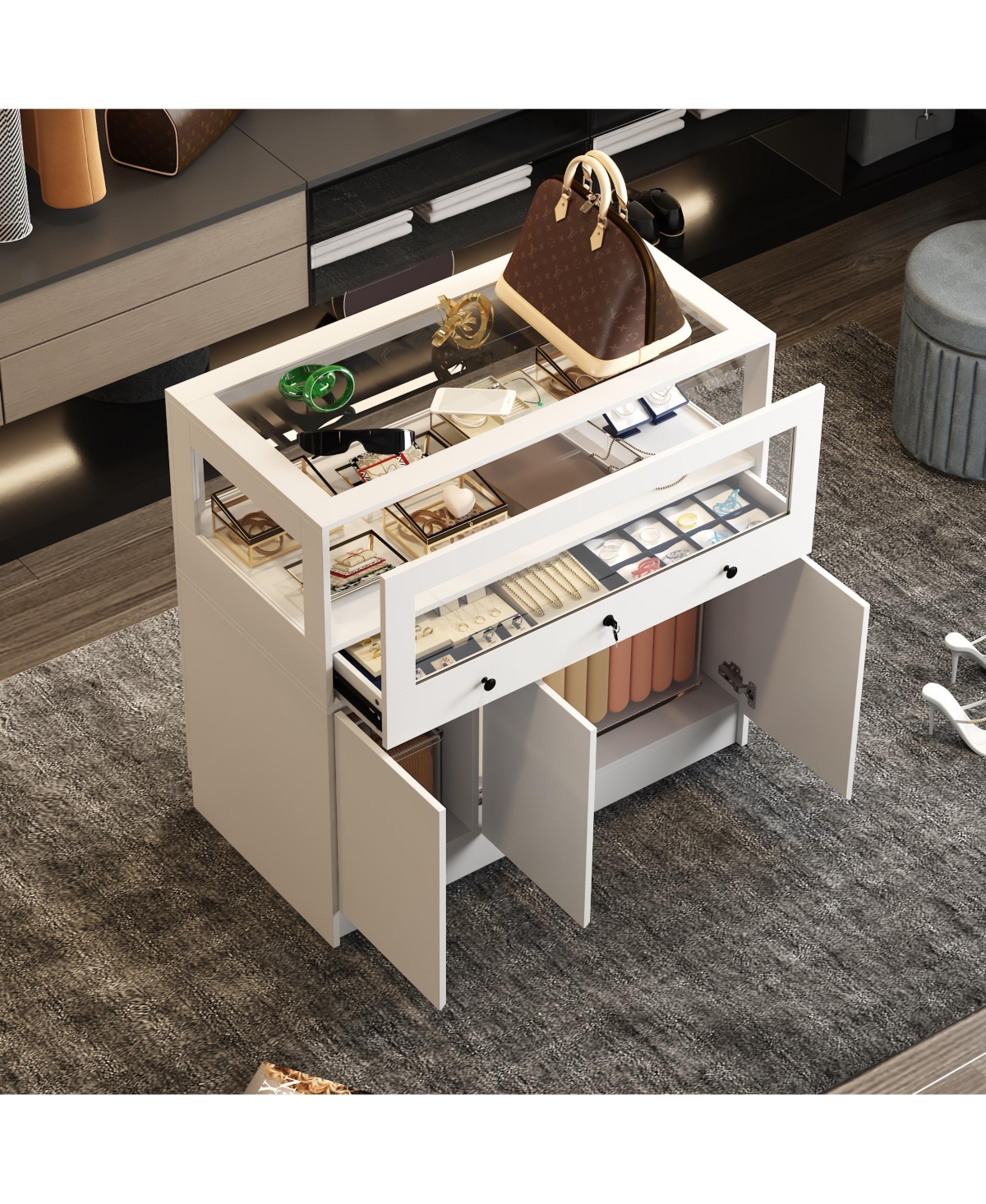 Click here for Homsee Storage/Display Cabinet with Glass Top   Be... prices