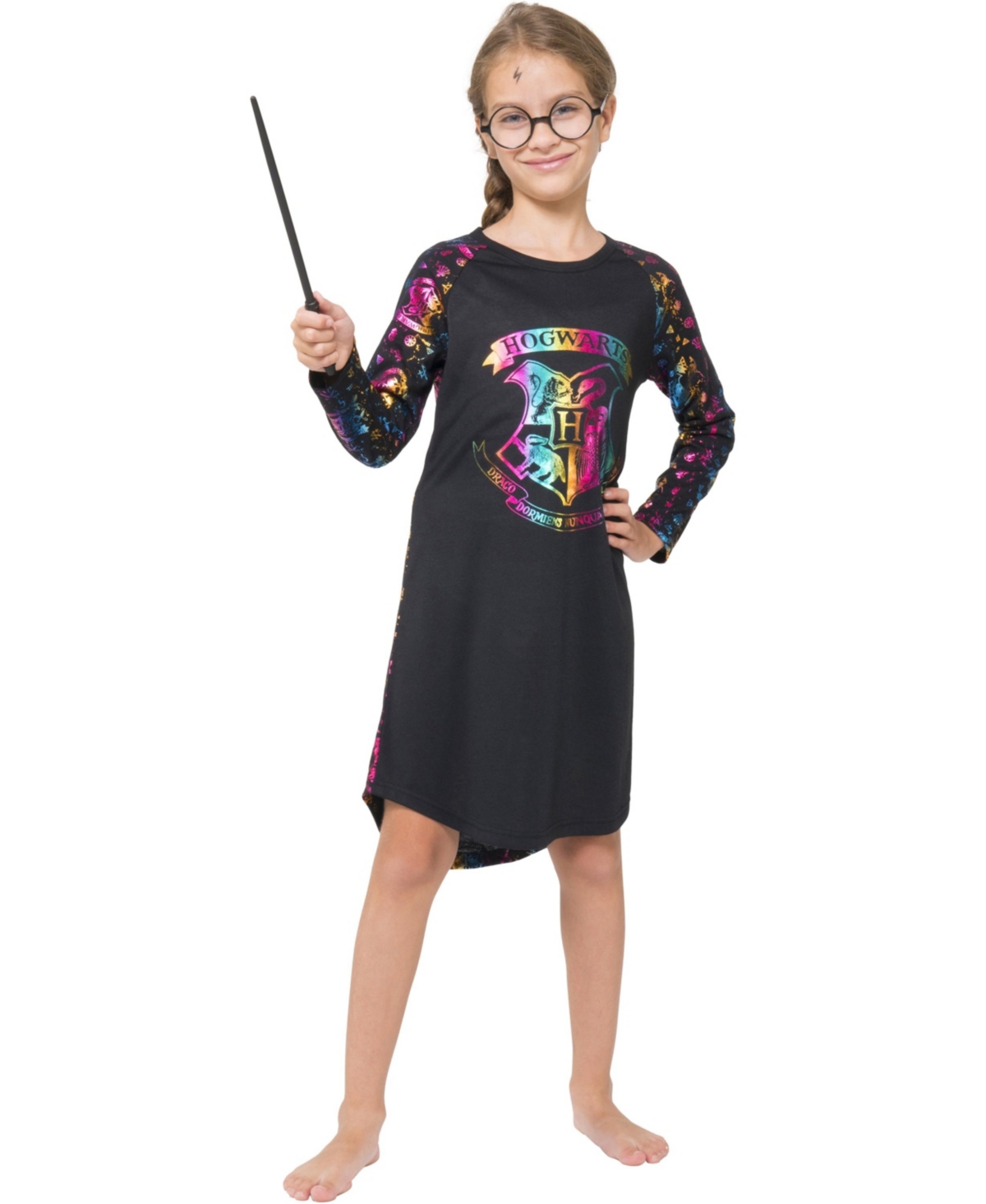 Click here for Harry Potter Little Girls Hogwarts Rainbow Hologra... prices