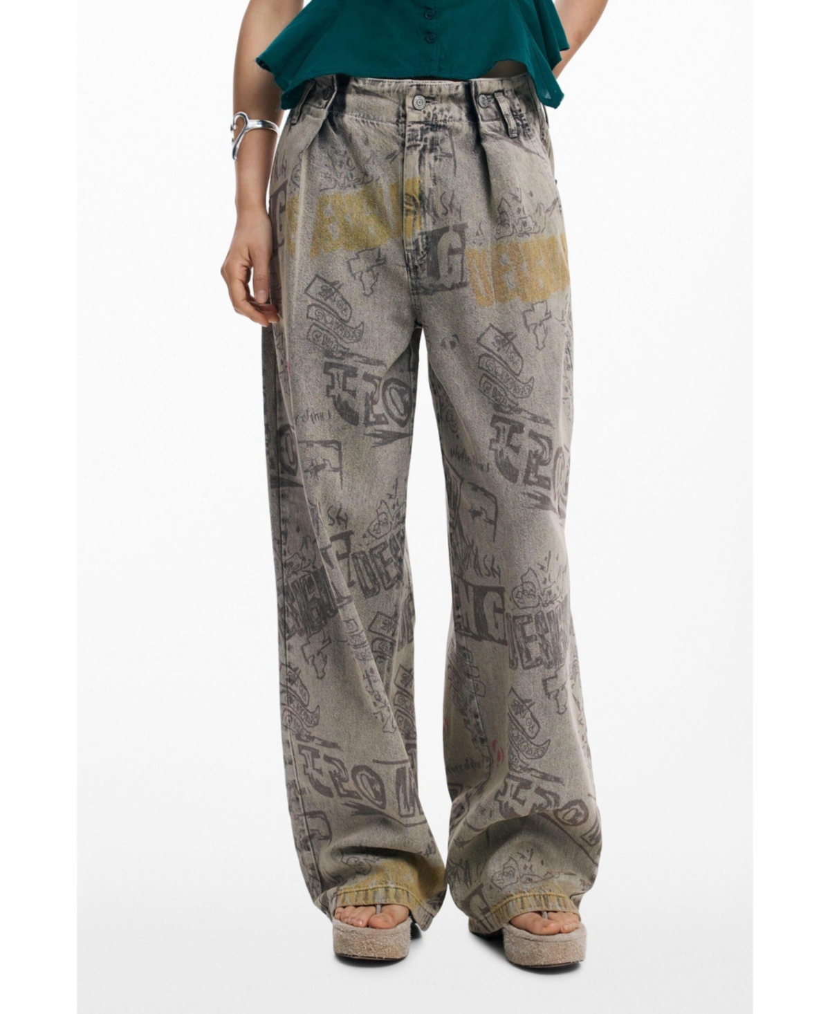 Click here for Desigual Womens Lettering denim pants - Medium bei... prices