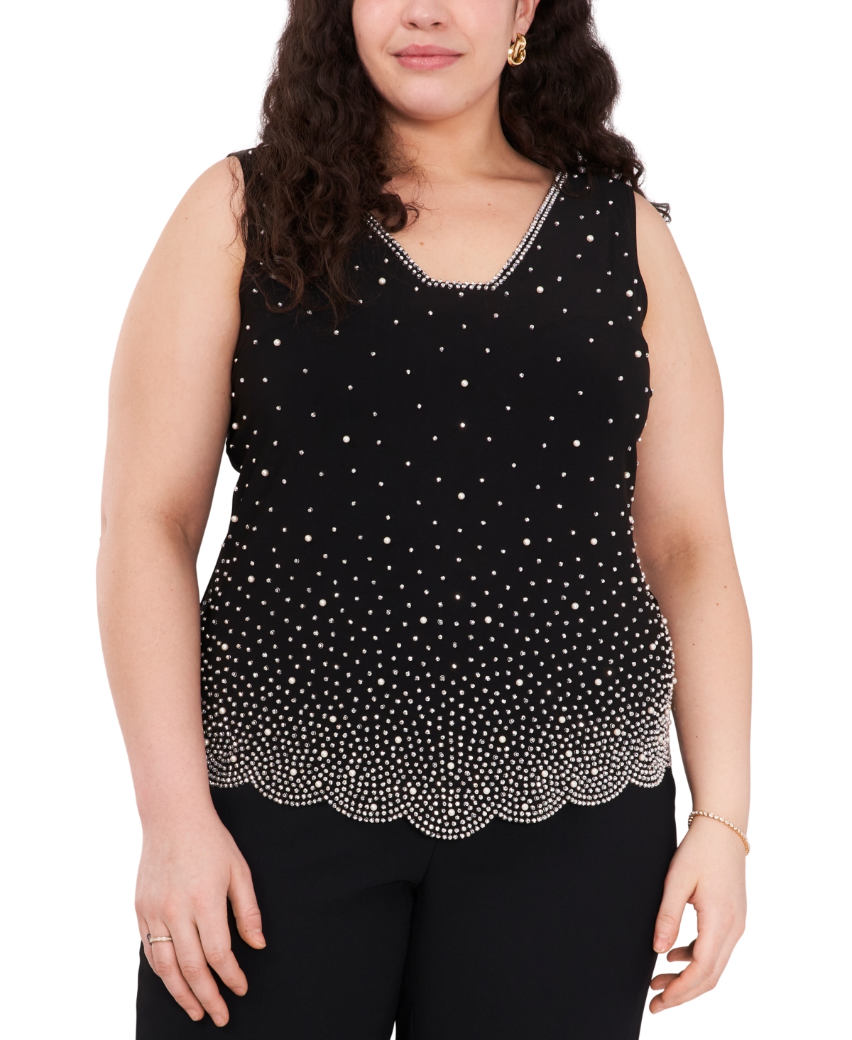 Click here for Msk Plus Size Embellished Blouse - Black prices