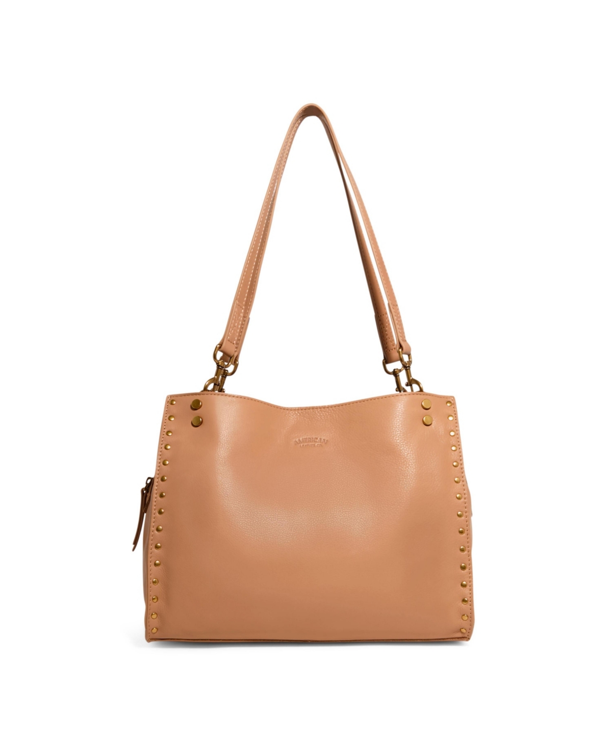 Click here for Lenox Studded Triple Entry Satchel - Nutmeg prices