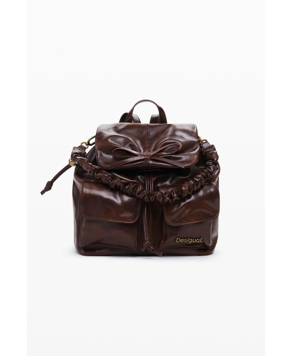 Click here for Desigual Womens Small backpack with bow - Brown prices