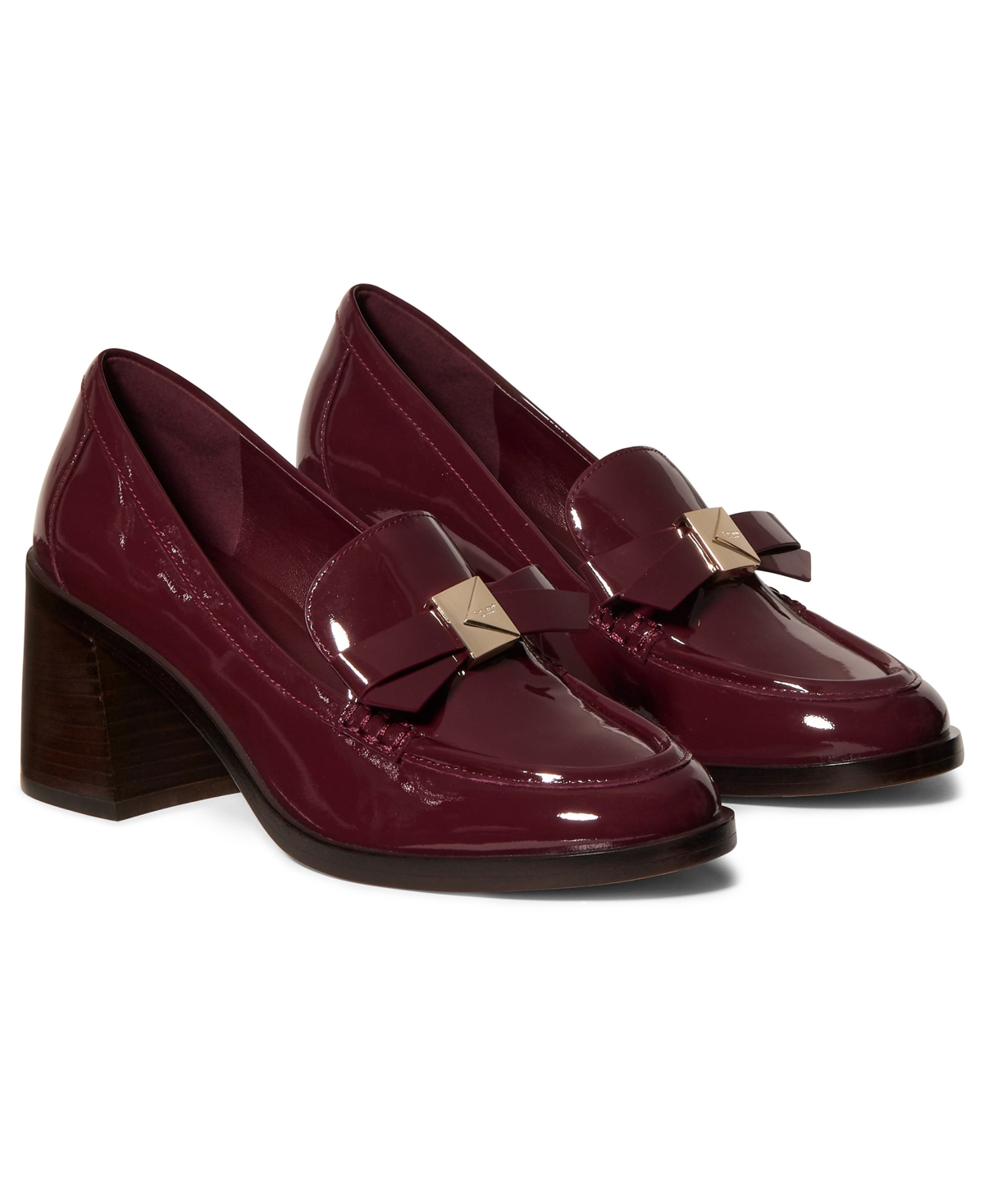 kate spade new york Womens Decorative Bow Block Heel Loafers - Dark Merlot