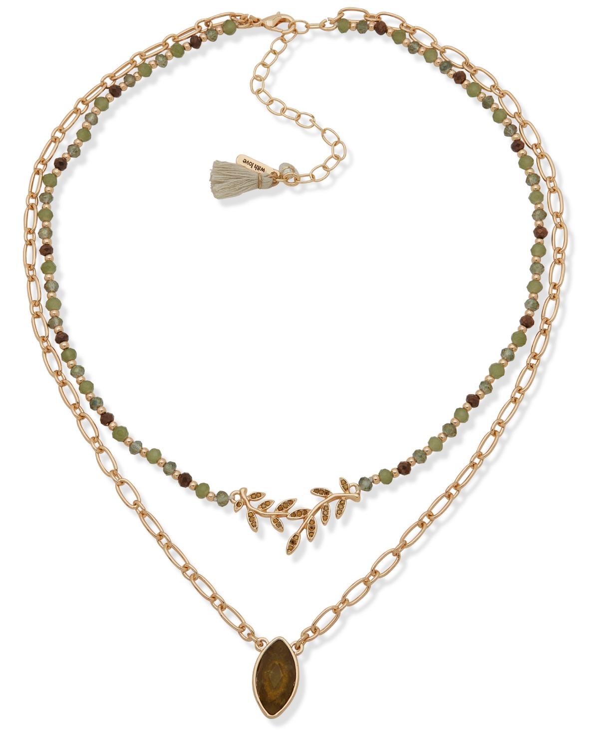 Click here for lonna & lilly Resin and Glass Stone 2-Row Gold Ton... prices