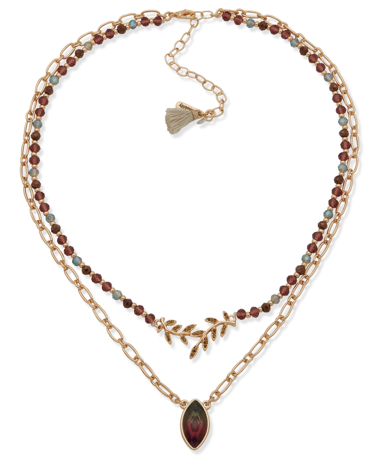 Click here for lonna & lilly Resin and Glass Stone 2-Row Gold Ton... prices
