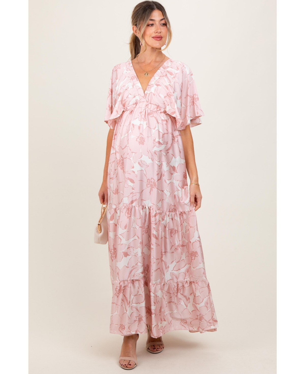 Click here for Pinkblush Maternity Floral Short Sleeve Deep V-Nec... prices