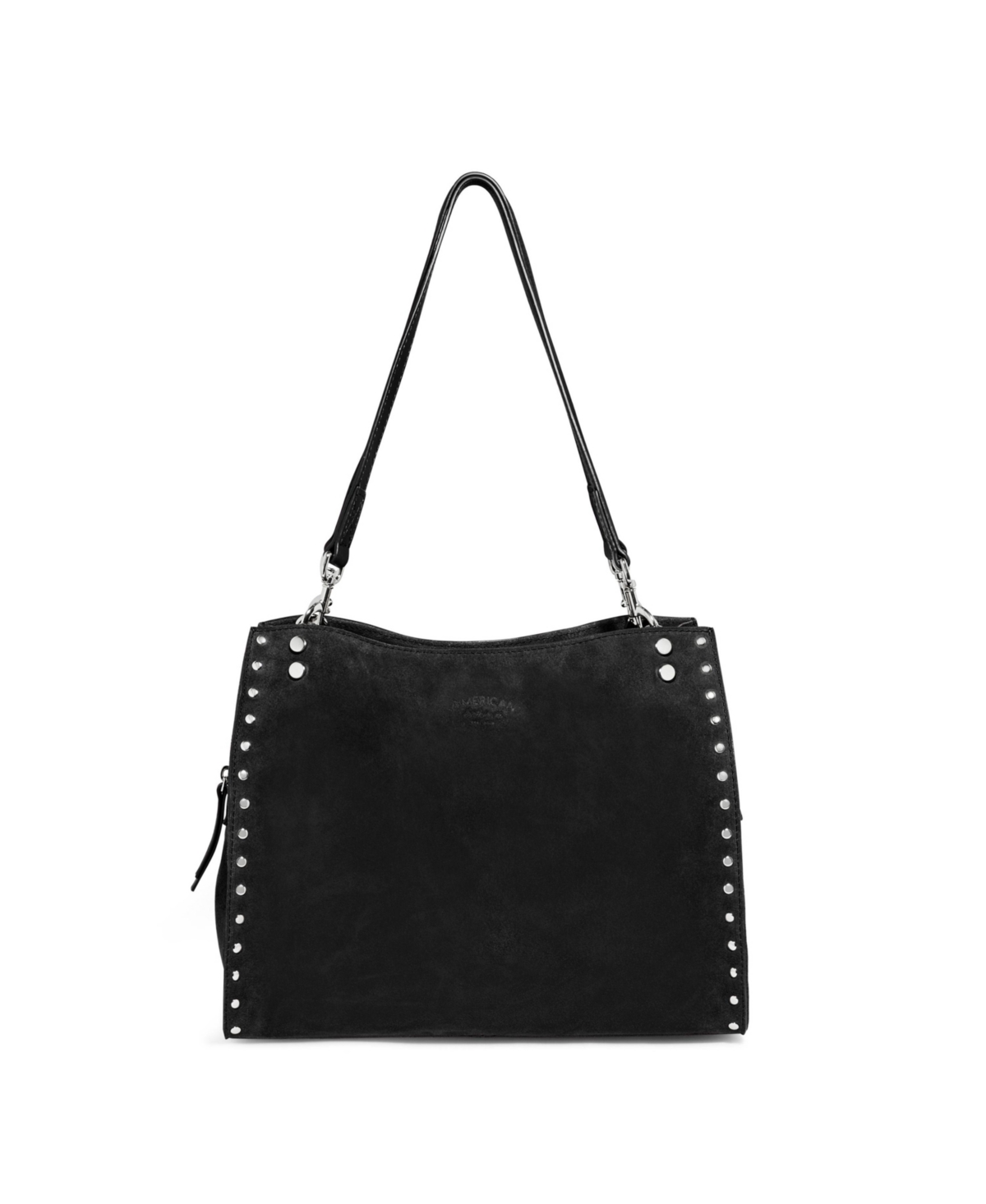 Click here for Lenox Studded Triple Entry Satchel - Black Suede prices
