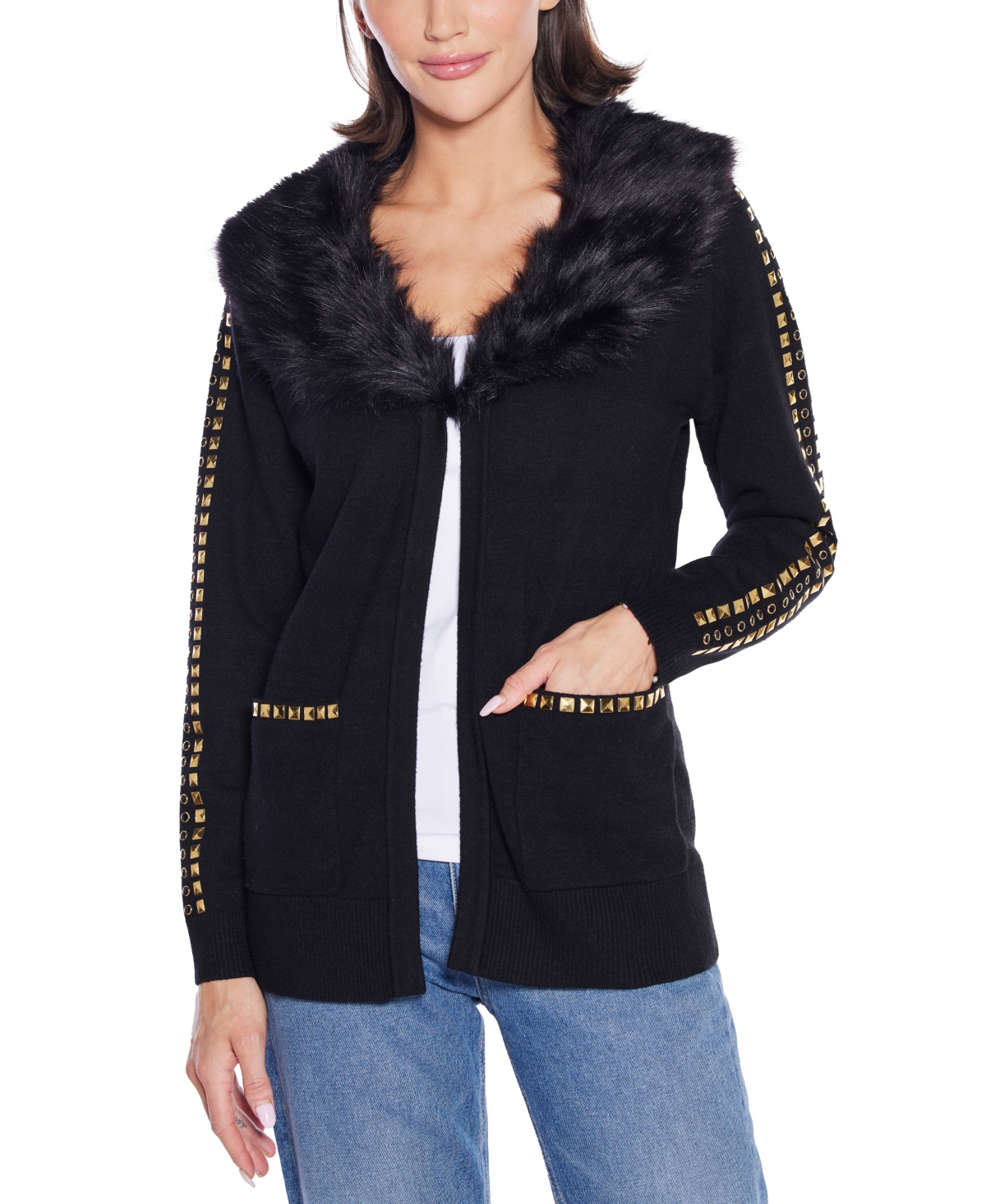 Click here for Belldini Womens Black Label Embellished Collar Car... prices