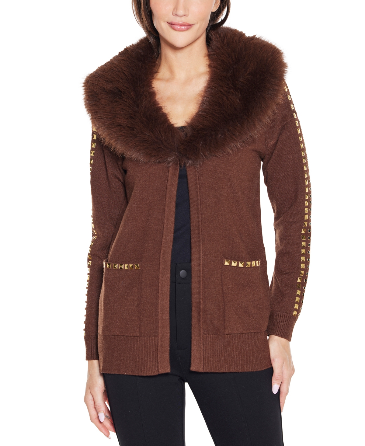 Click here for Belldini Womens Black Label Embellished Collar Car... prices